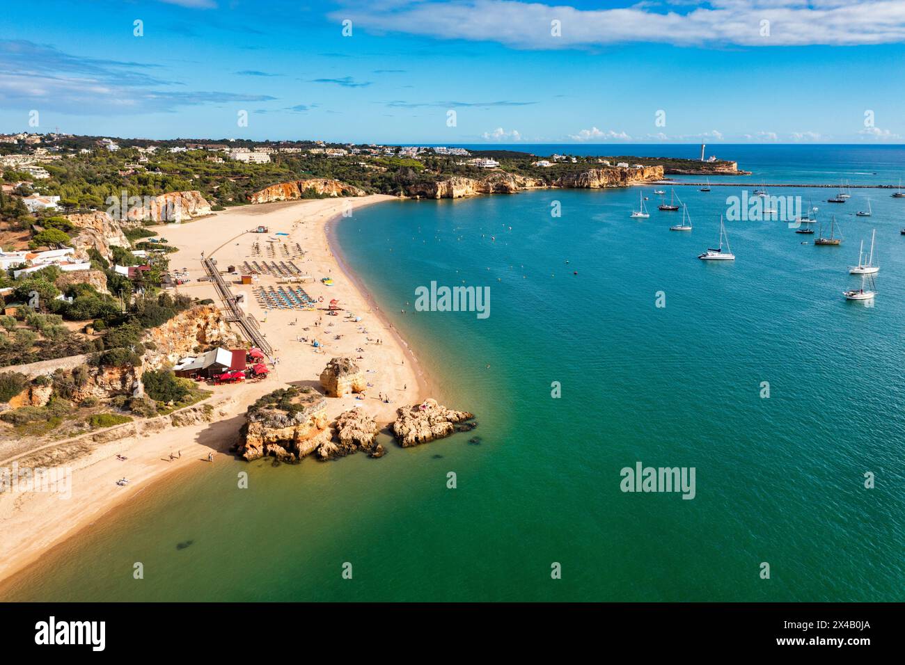 Ferragudo with the Praia Grande (the main beach) and the river Rio ...