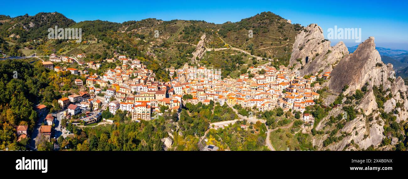 The picturesque village of Castelmezzano, province of Potenza ...
