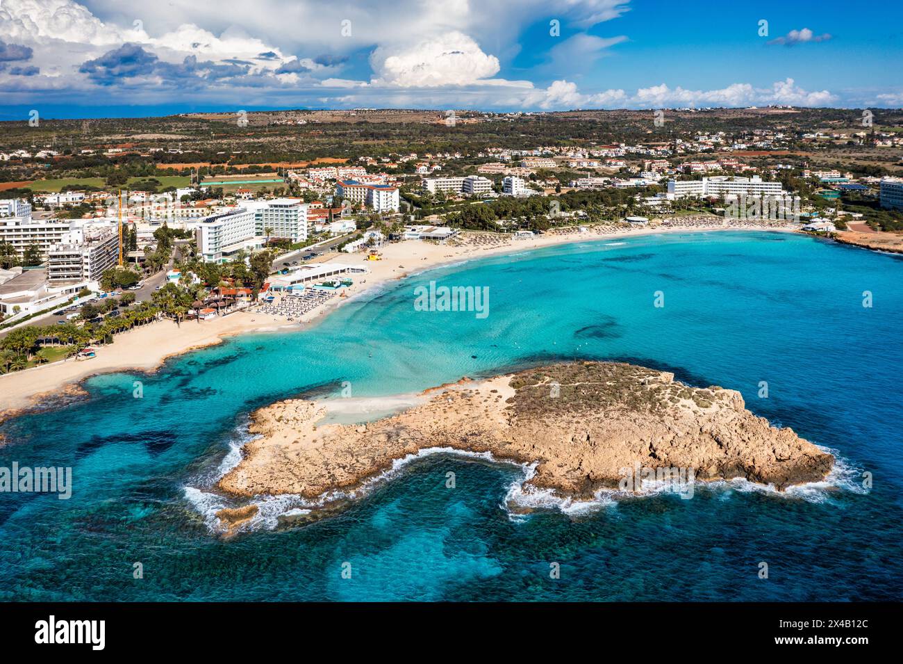 Aerial View Of Beautiful Nissi Beach In Ayia Napa Cyprus Nissi Beach In Ayia Napa Famous
