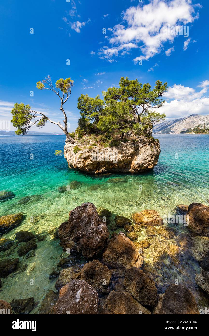 Kamen Brela symbol of the city of Brela on Adriatic coast of Dalmatia ...
