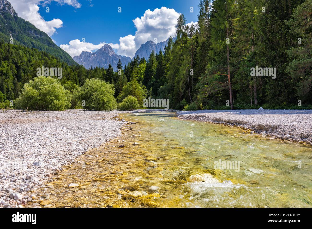 The Pisnica River in Kranjska Gora in the Upper Carniola region of ...