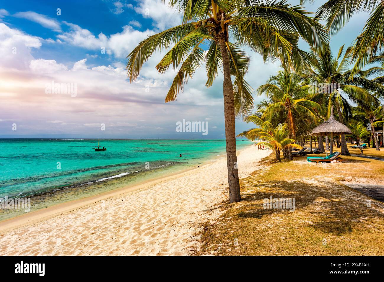 Tropical beach scenery, vacation in paradise island Mauritius. Dream ...