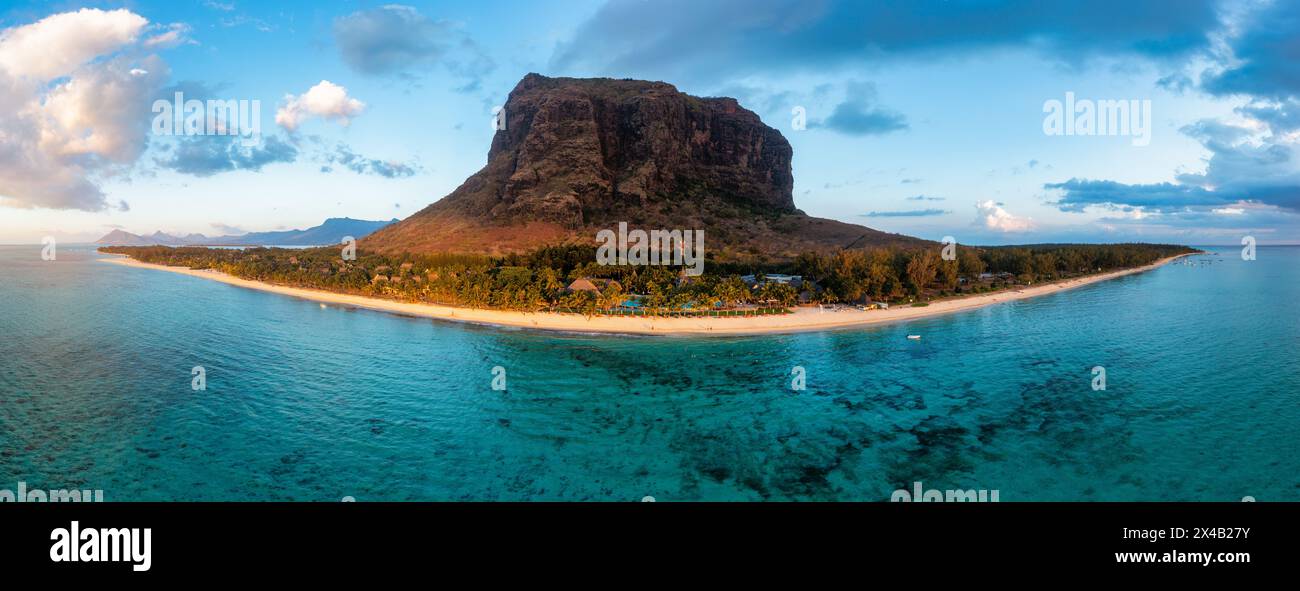 Aerial view of Le morne Brabant in Mauriutius. Tropical crystal ocean ...