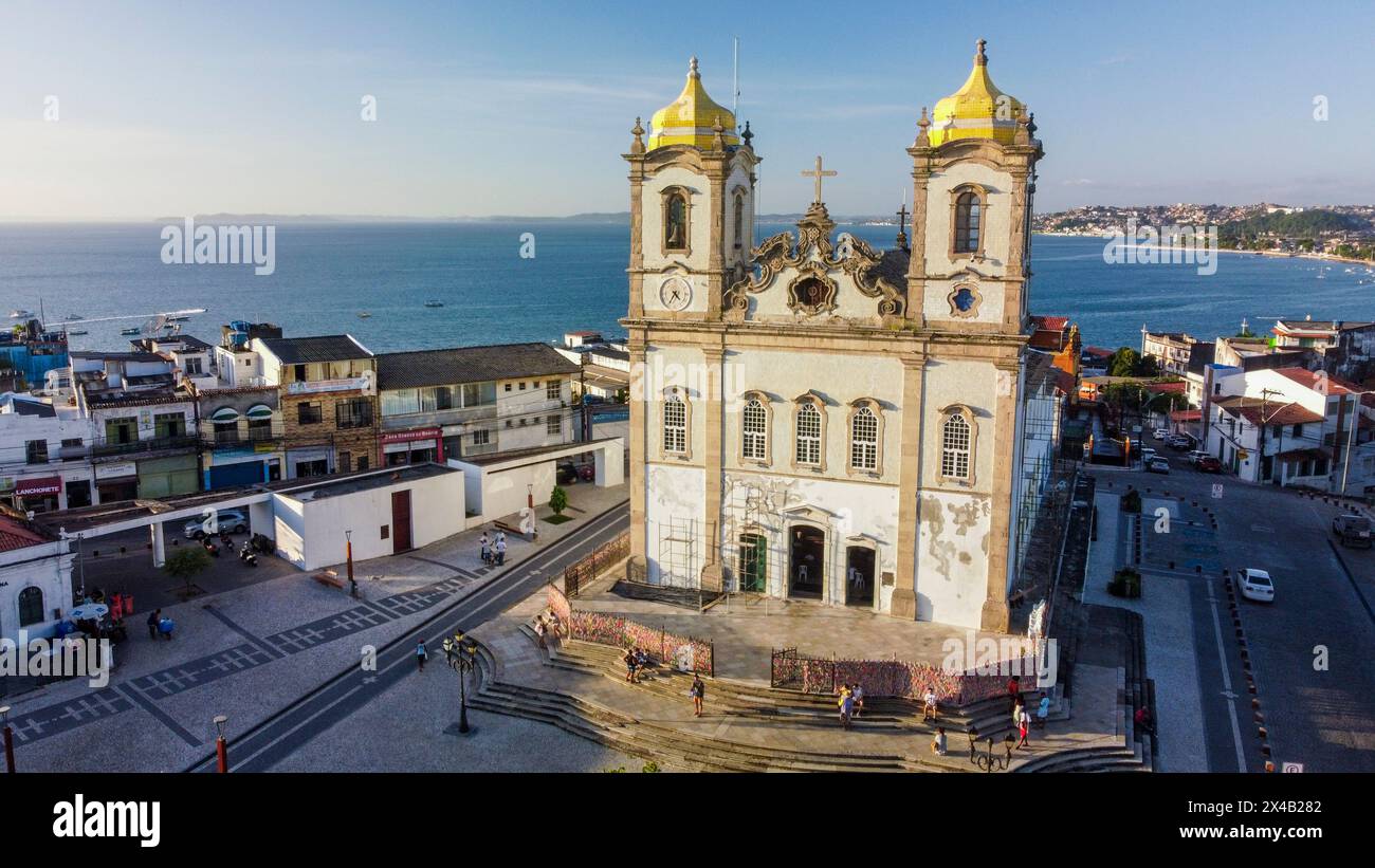 Aerial view of the Church of Our Lord of Bonfim in Salvador de Bahia ...