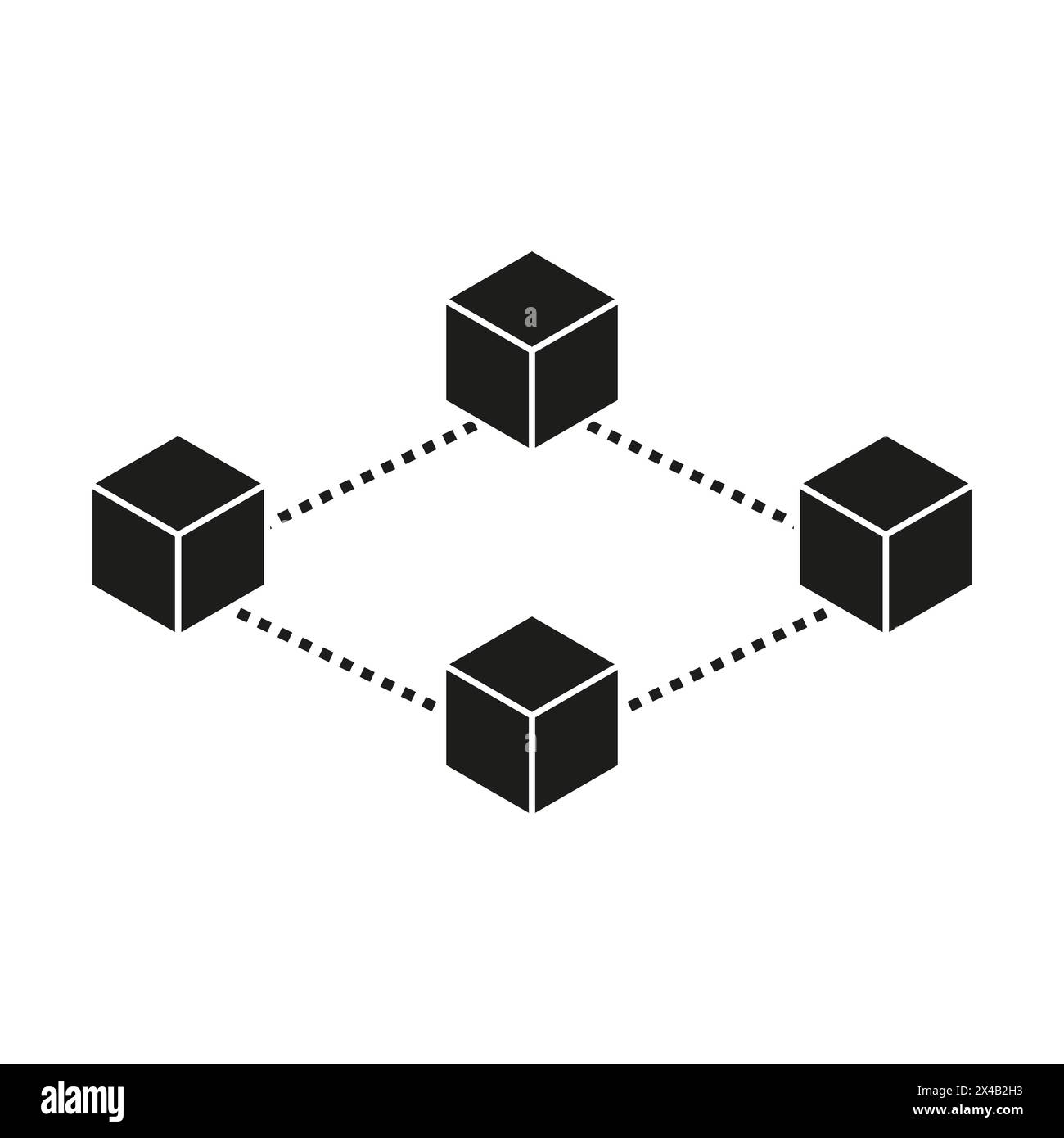 Connected blocks in circular arrangement. Vector network concept. Isometric cube nodes ...
