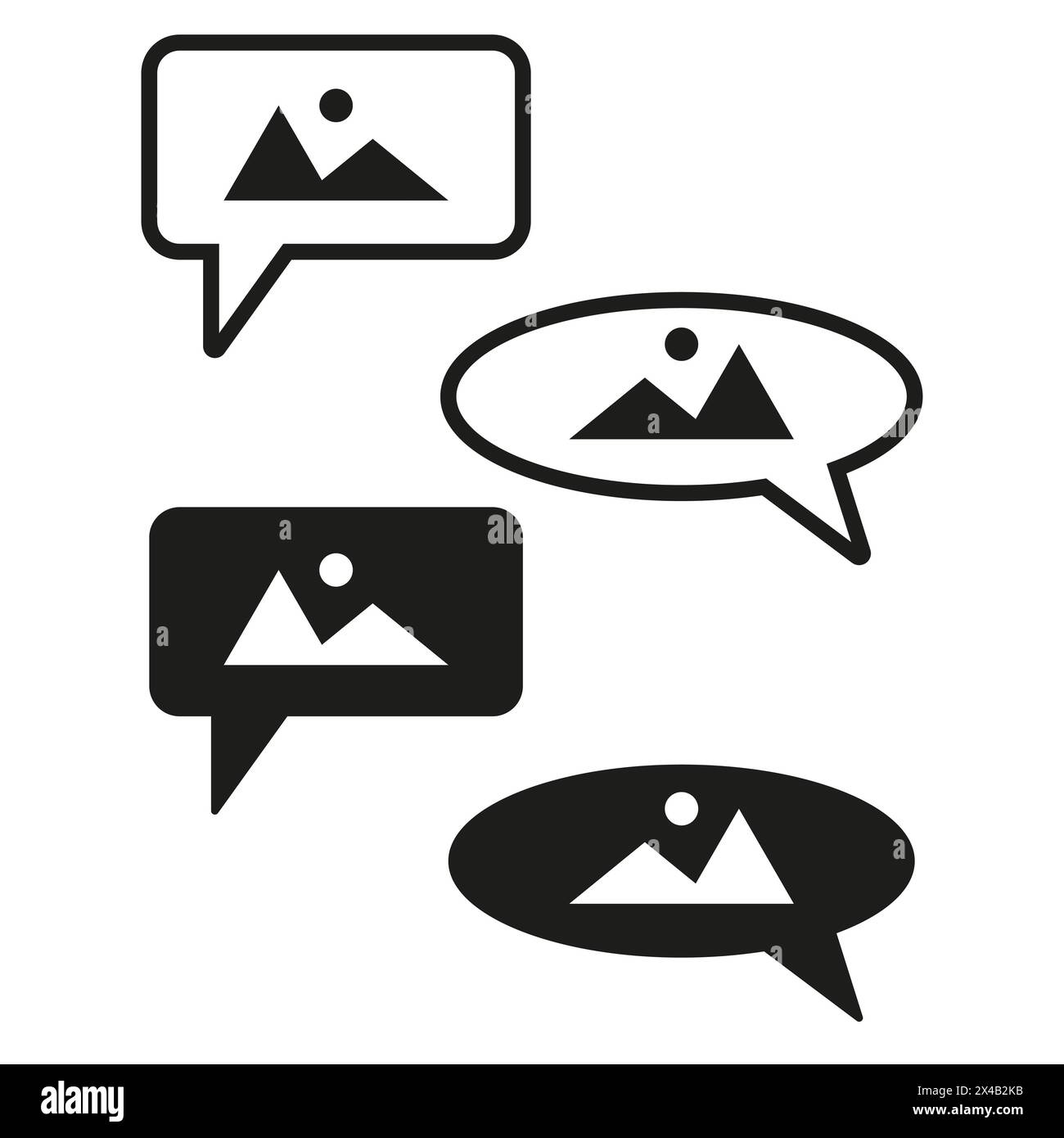 Image message bubbles vector icons set. Picture communication symbols ...