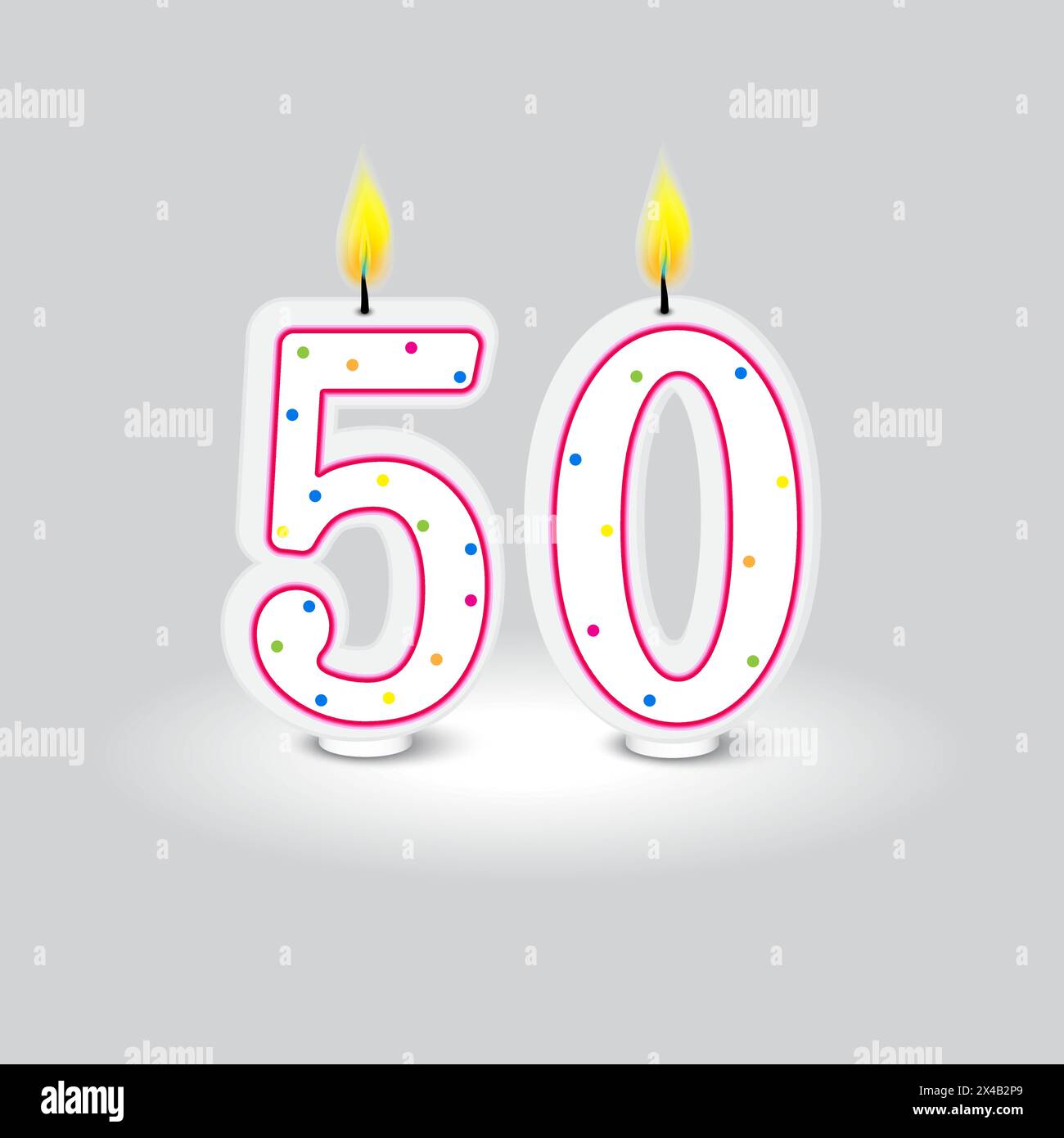 50th Birthday Celebration Candles Vector. Festive number fifty with ...