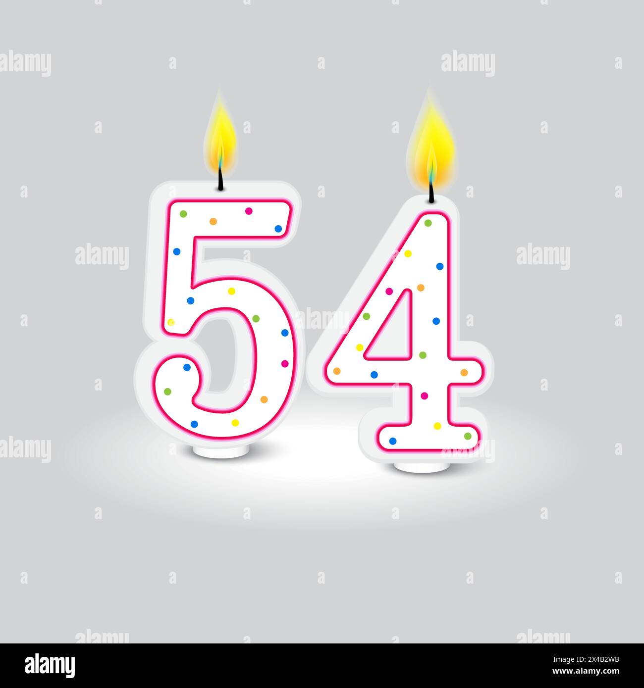 Birthday candle numbers 54 vector. Colorful confetti decoration. Vector ...