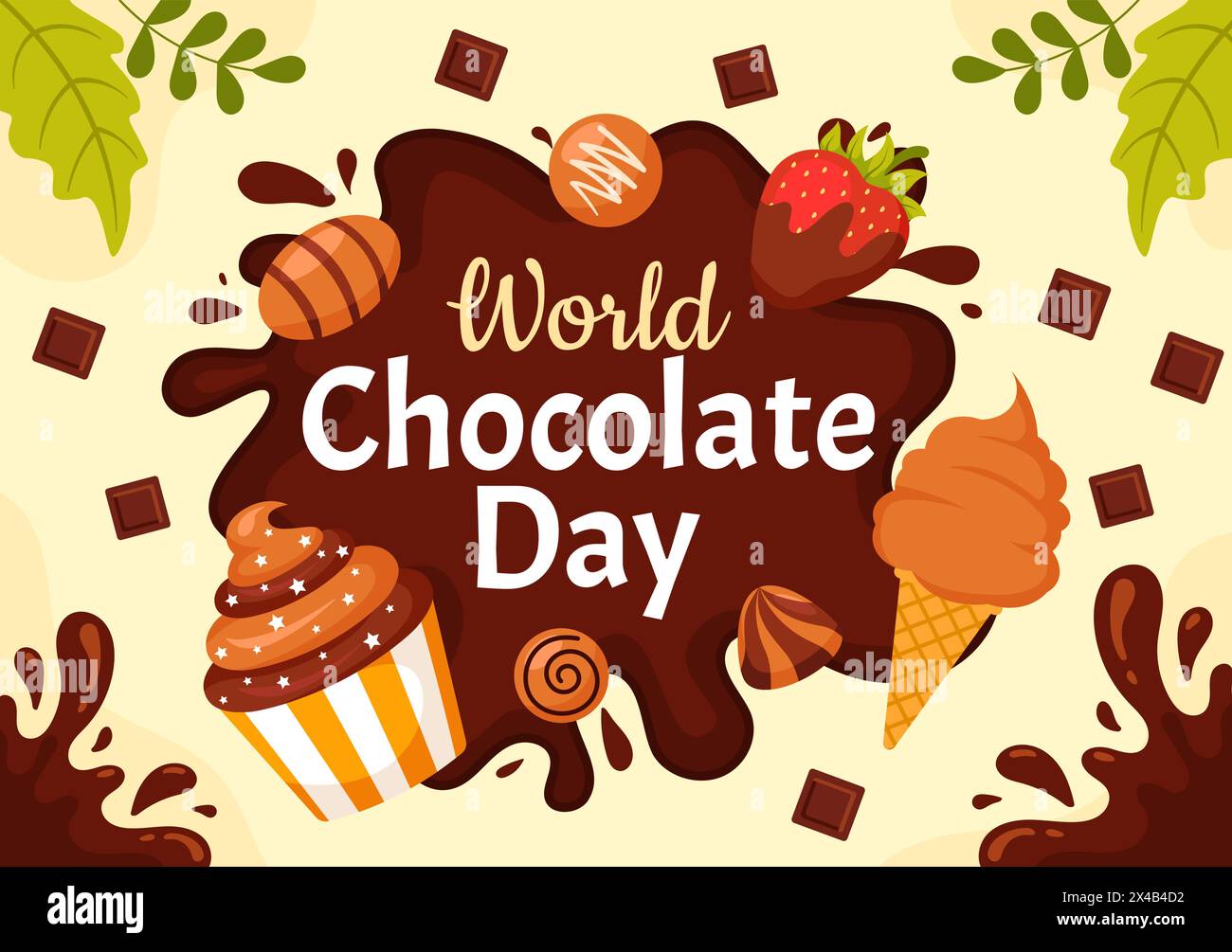 World Chocolate Day Celebration Vector Illustration on 7 July with ...