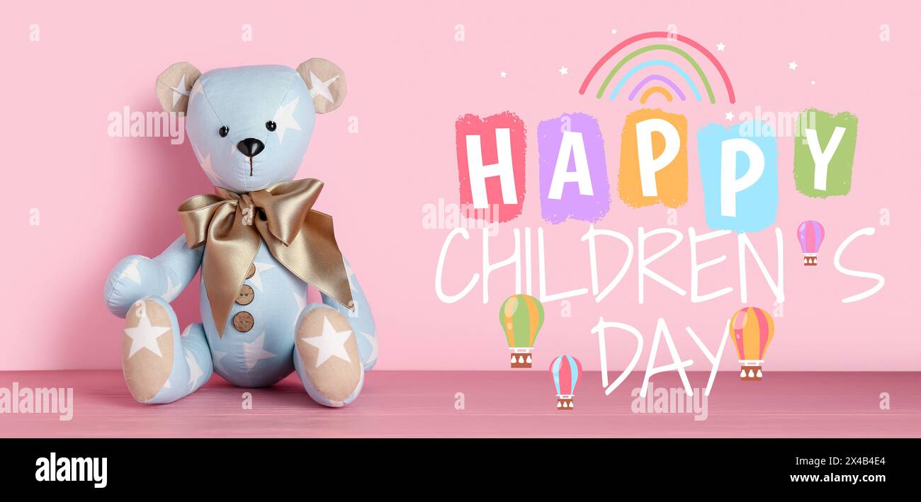 Banner for Happy Children's Day with teddy bear Stock Photo - Alamy