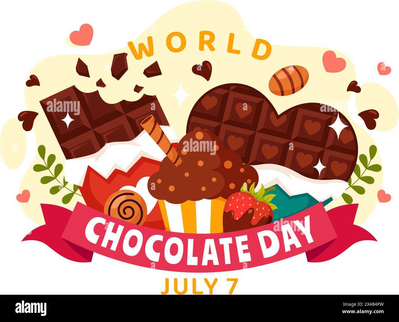 World Chocolate Day Celebration Vector Illustration on 7 July with ...