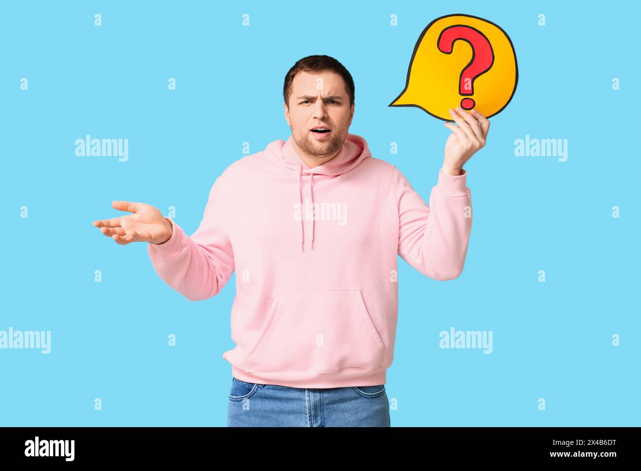 Surprised man question mark hi-res stock photography and images - Alamy