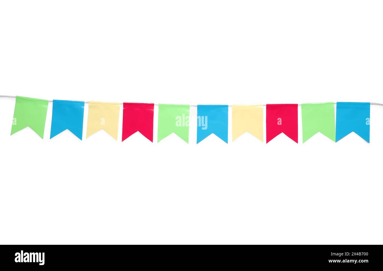 Colorful flags for Festa Junina celebration on white background Stock ...