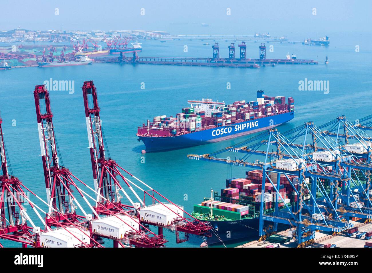 QINGDAO, CHINA - MAY 1, 2024 - The container loading and unloading ...