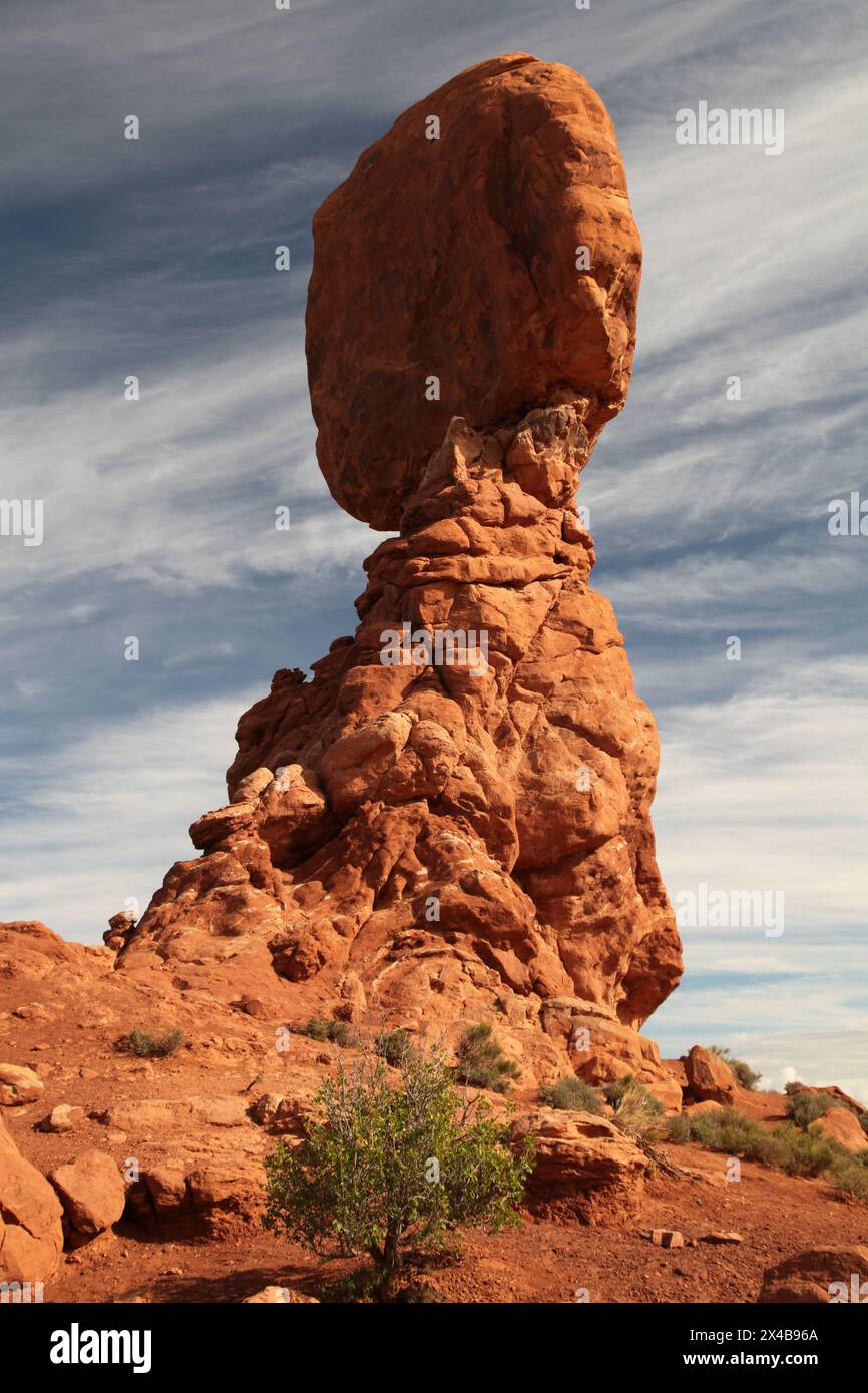 Balanced Rock viewed from Balanced Rock Trail in Arches National Park ...