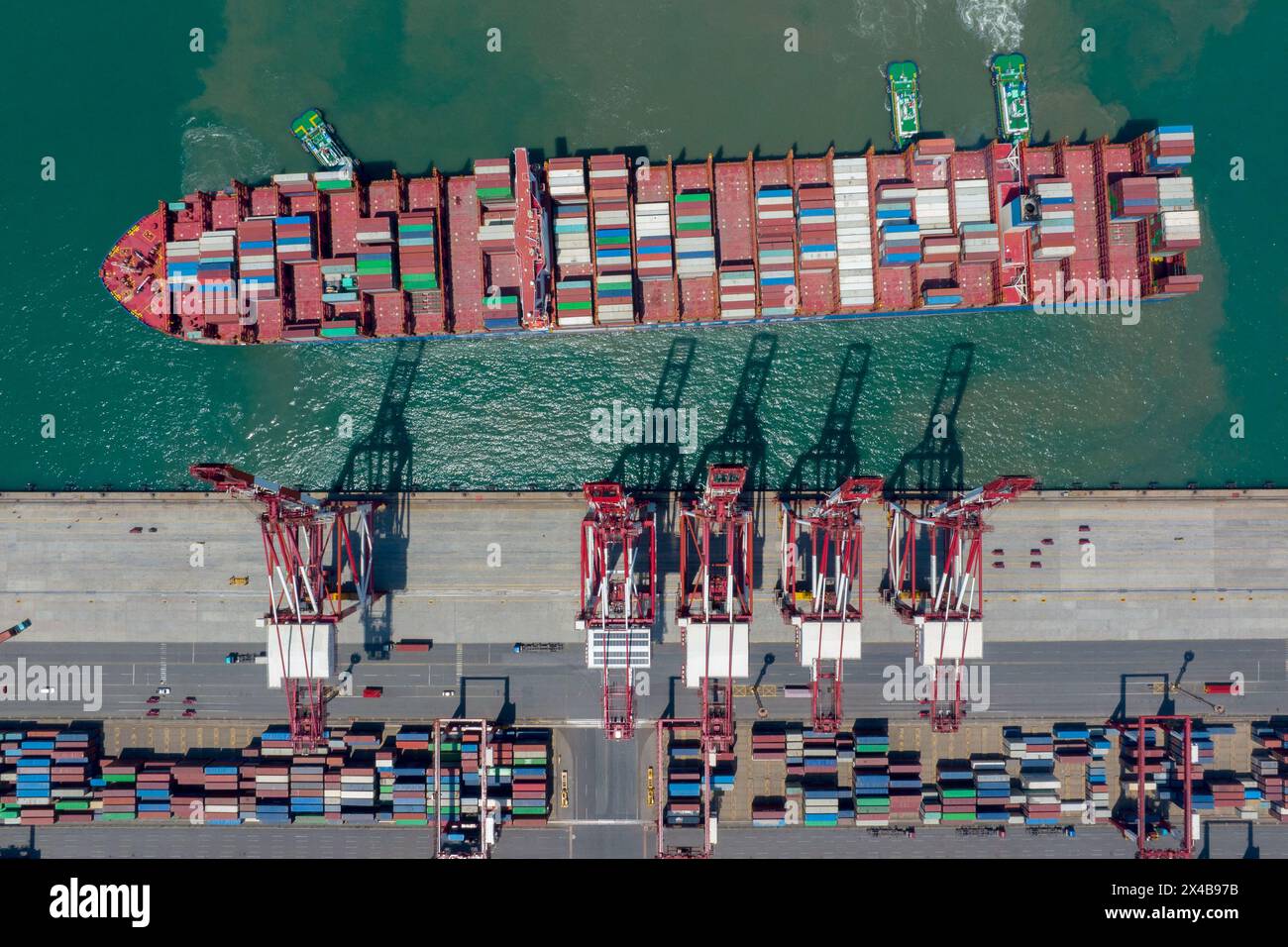 QINGDAO, CHINA - MAY 1, 2024 - The container loading and unloading ...