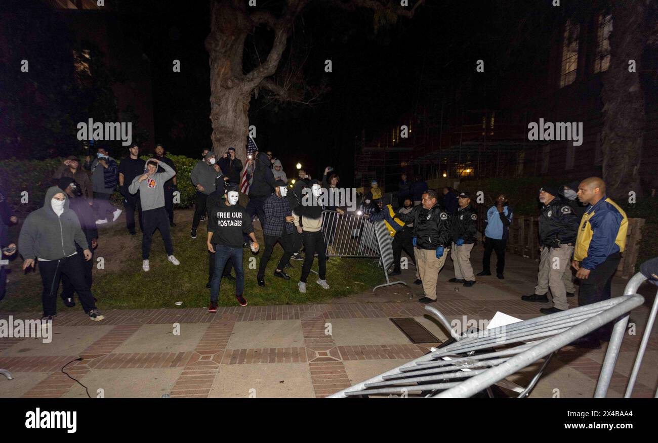 April 30, 2024, Los Angeles, California, USA: Pro-Israel protesters ...