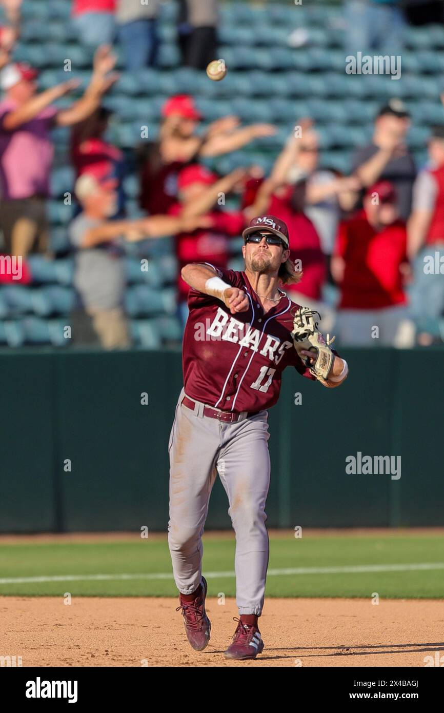 May 1, 2024: Logan Chambers #17 of Missouri State makes a throw across ...