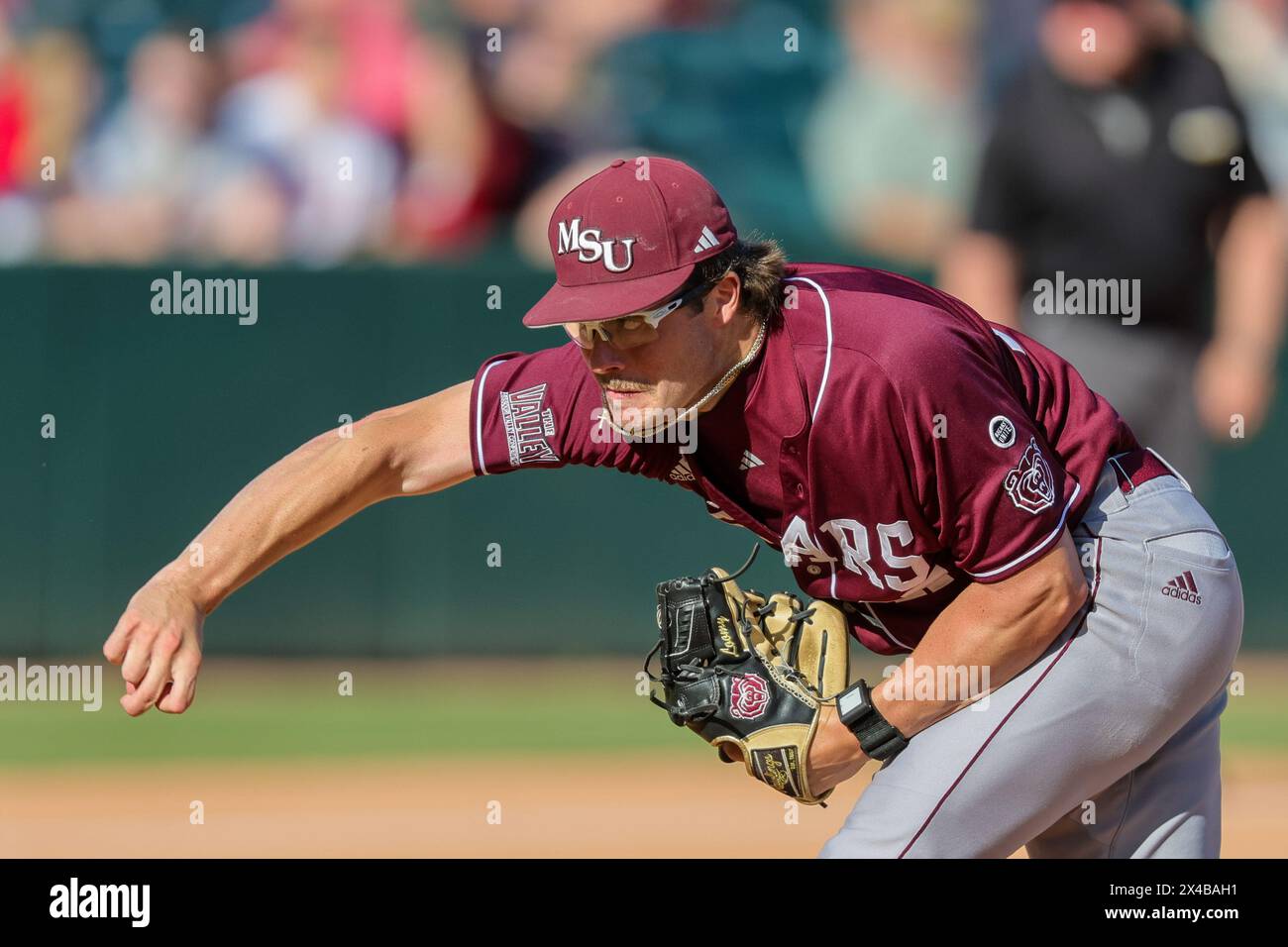 May 1, 2024: Missouri State pitcher Eric Loomis #27 completes her ...