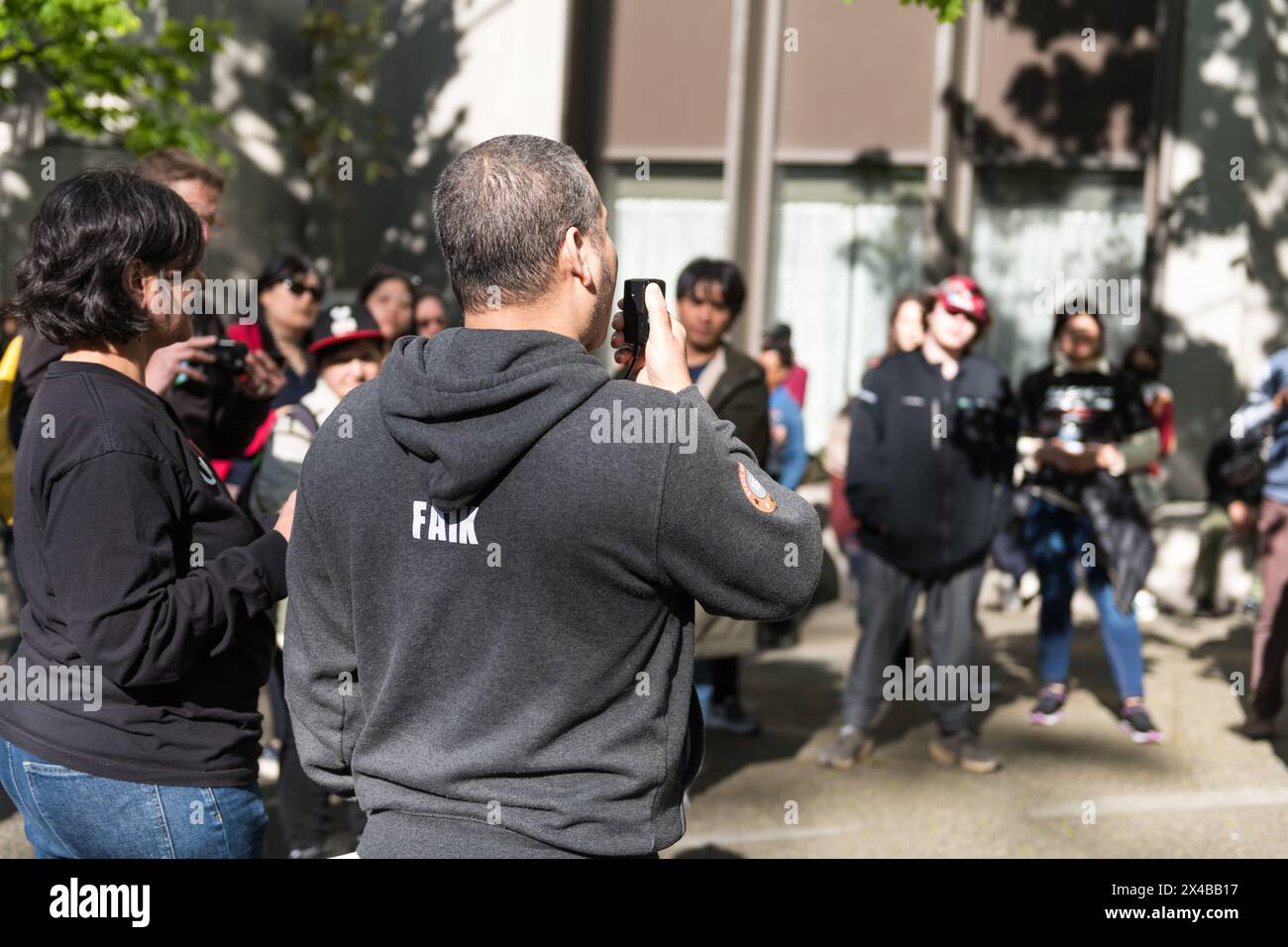 Seattle, USA. 1st May 2024. Local Union 8 gathers outside the Westin ...