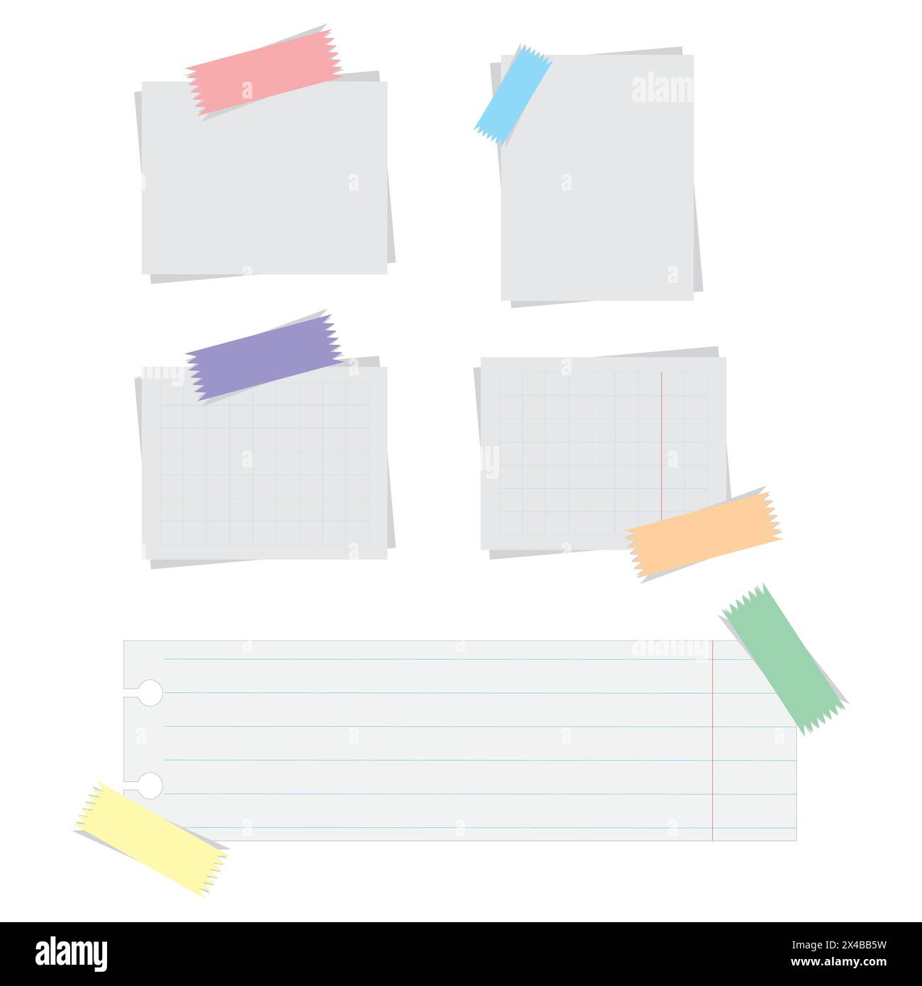 Blank sheets notebook papers of square and lined paper for homework and ...