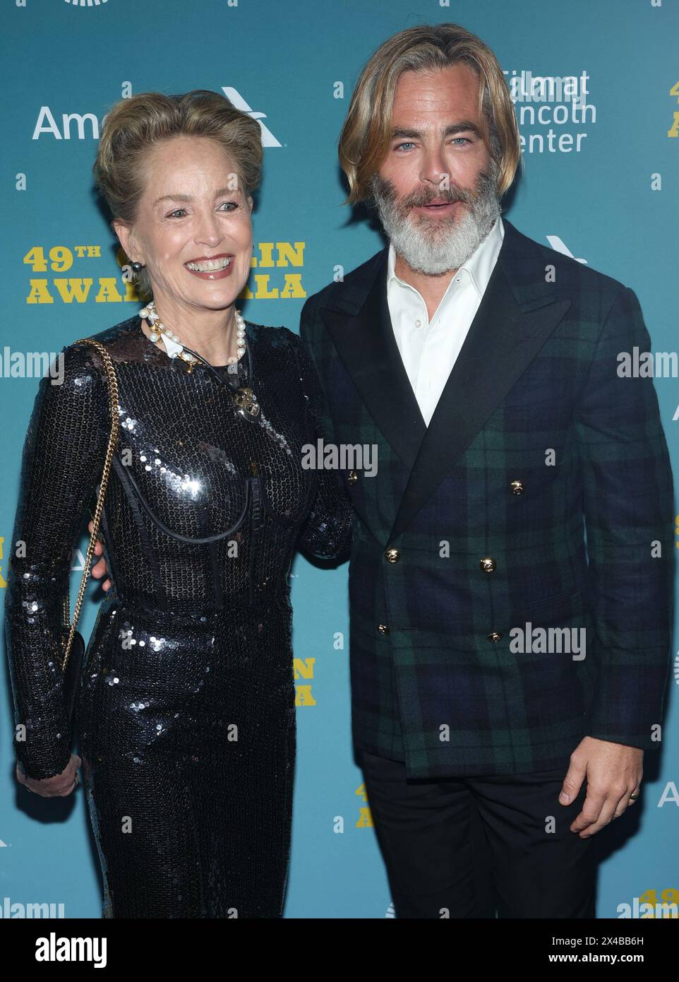 Sharon Stone and Chris Pine attend the 49th Chaplin Award Honoring Jeff ...