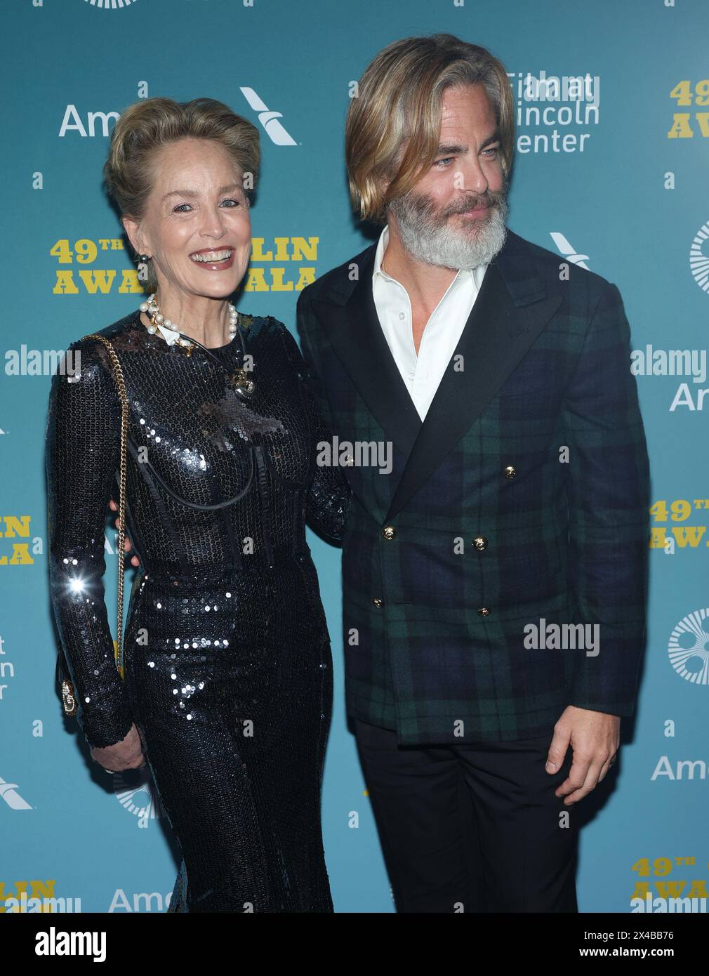 Sharon Stone and Chris Pine attend the 49th Chaplin Award Honoring Jeff ...