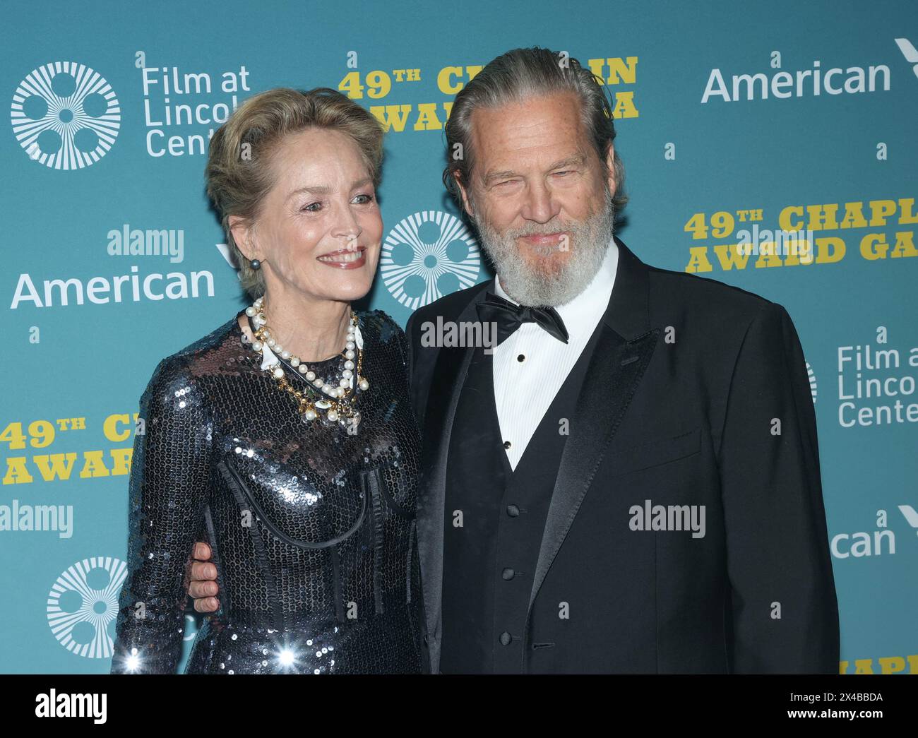 Sharon Stone and Jeff Bridges attend the 49th Chaplin Award Honoring ...
