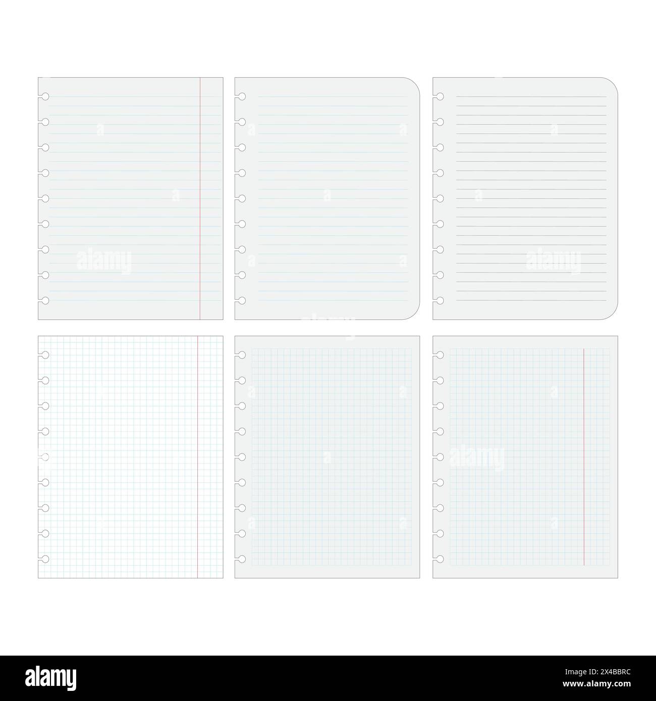 Blank sheets notebook papers of square and lined paper for homework and ...