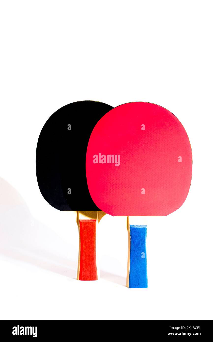 Two table tennis rackets on a white background Stock Photo - Alamy