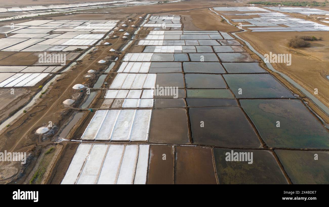 Aerial view of salt farm near sea at Valsad District,Gujarat India ...