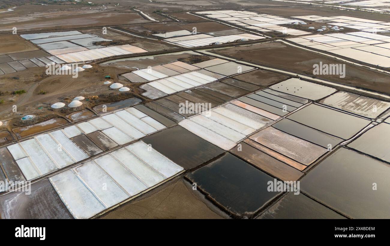 Aerial view of salt farm near sea at Valsad District,Gujarat India ...