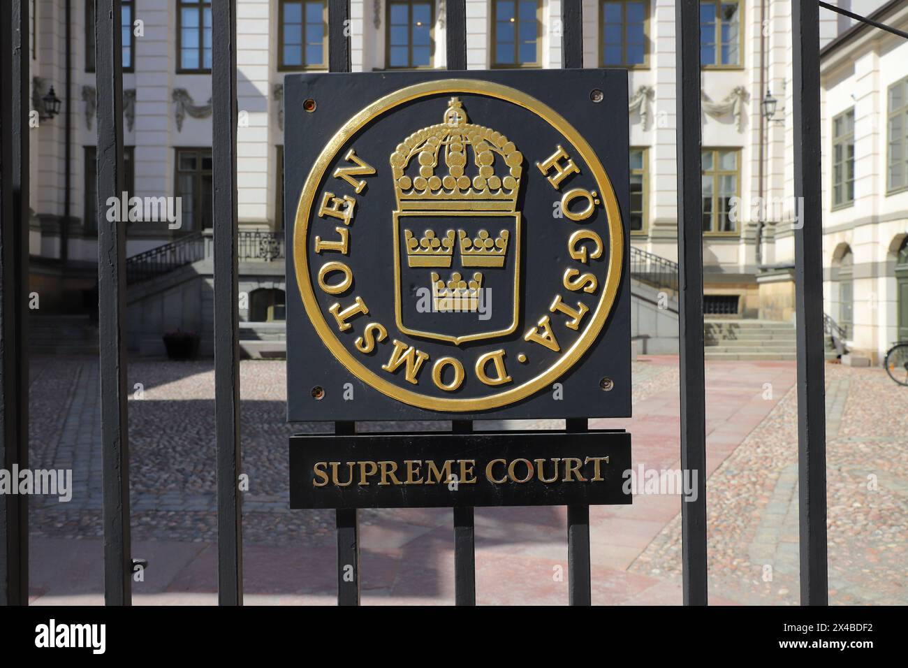 Stockholm, Sweden - April 30, 2024: The Swedish supreme court sign on ...