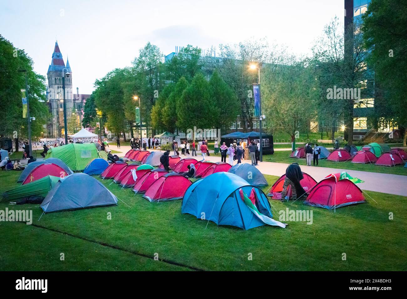 Manchester, UK. 01st May, 2024. Tents are erected outside the ...