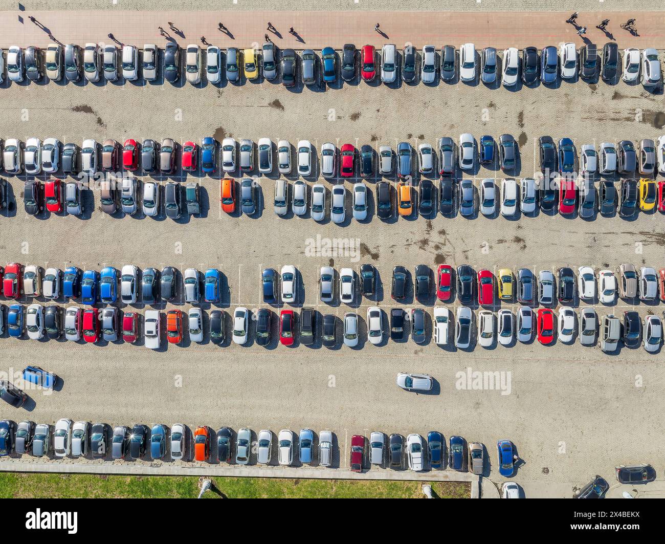 Open air big parking for residents of the area, top aerial view from ...