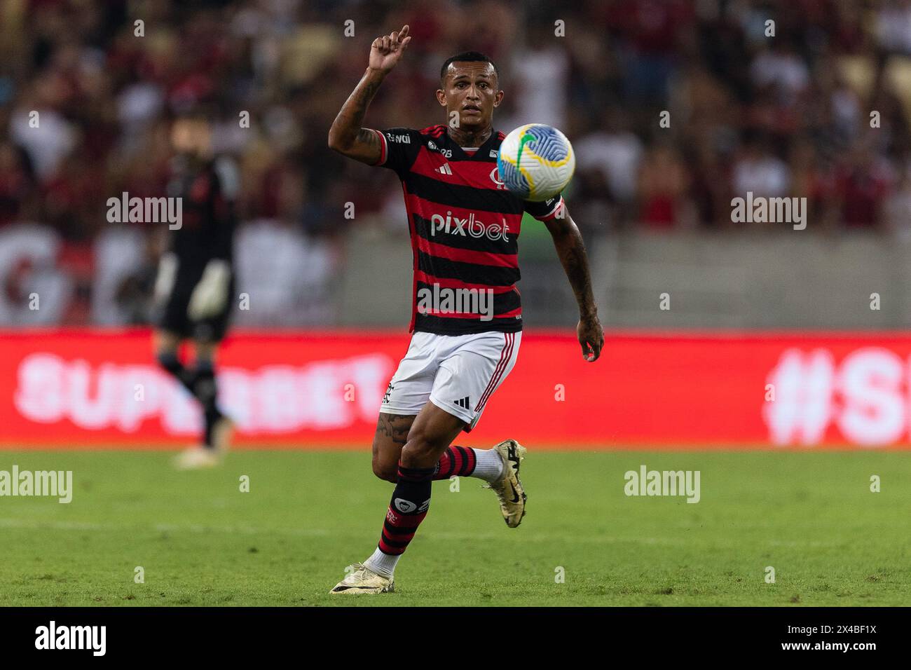 RIO DE JANEIRO, BRAZIL - APRIL 01: WESLEY of Flamengo runs with the ...