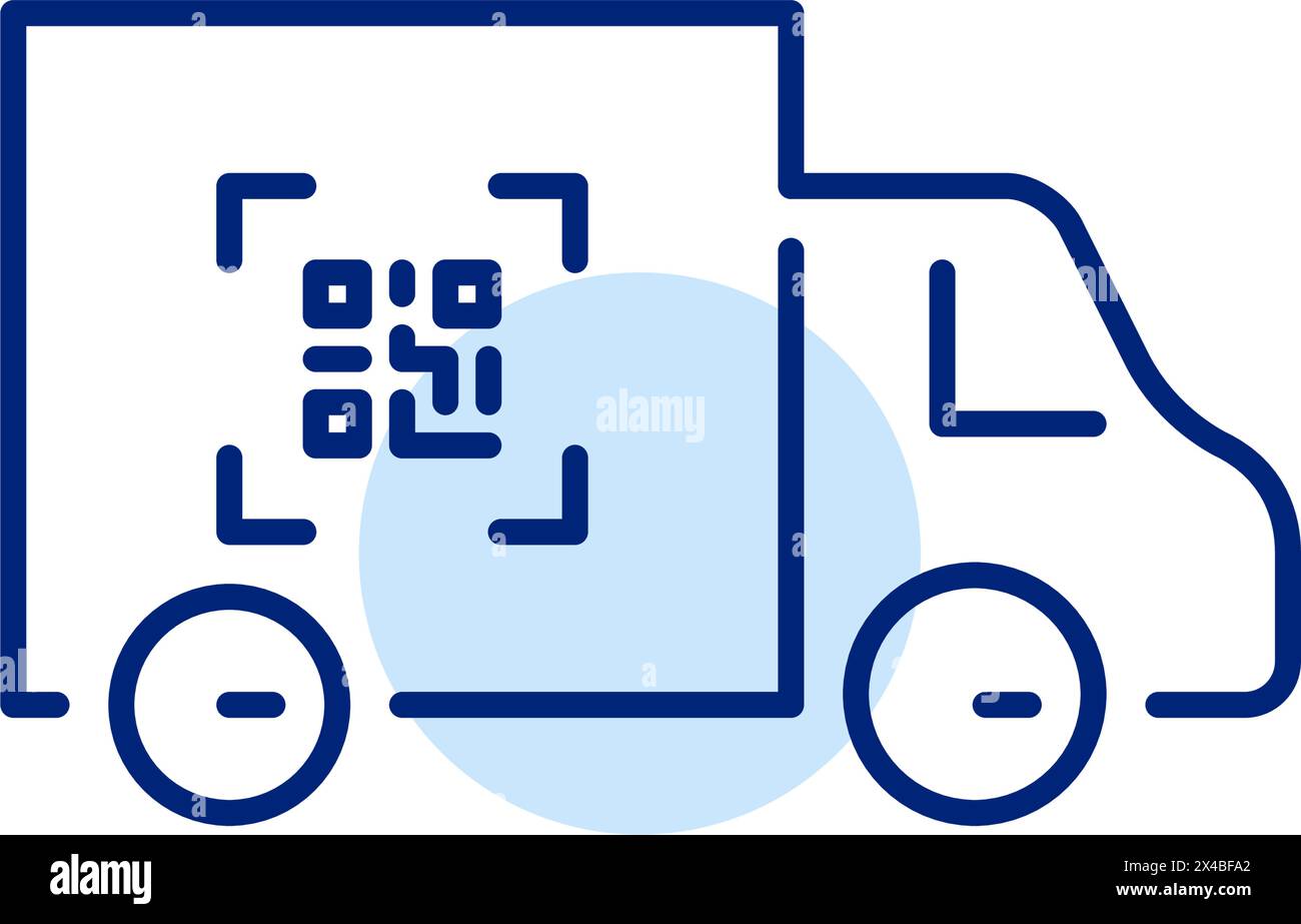 Online van rental. Truck with qr code. App access. Pixel perfect ...