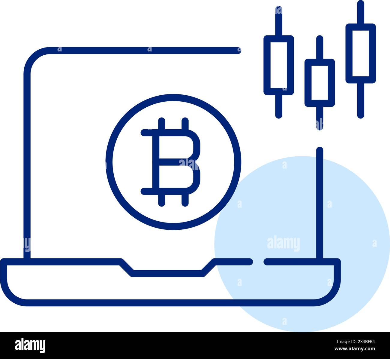 Cryptocurrency trading terminal. Candlesticks chart with bitcoin symbol ...