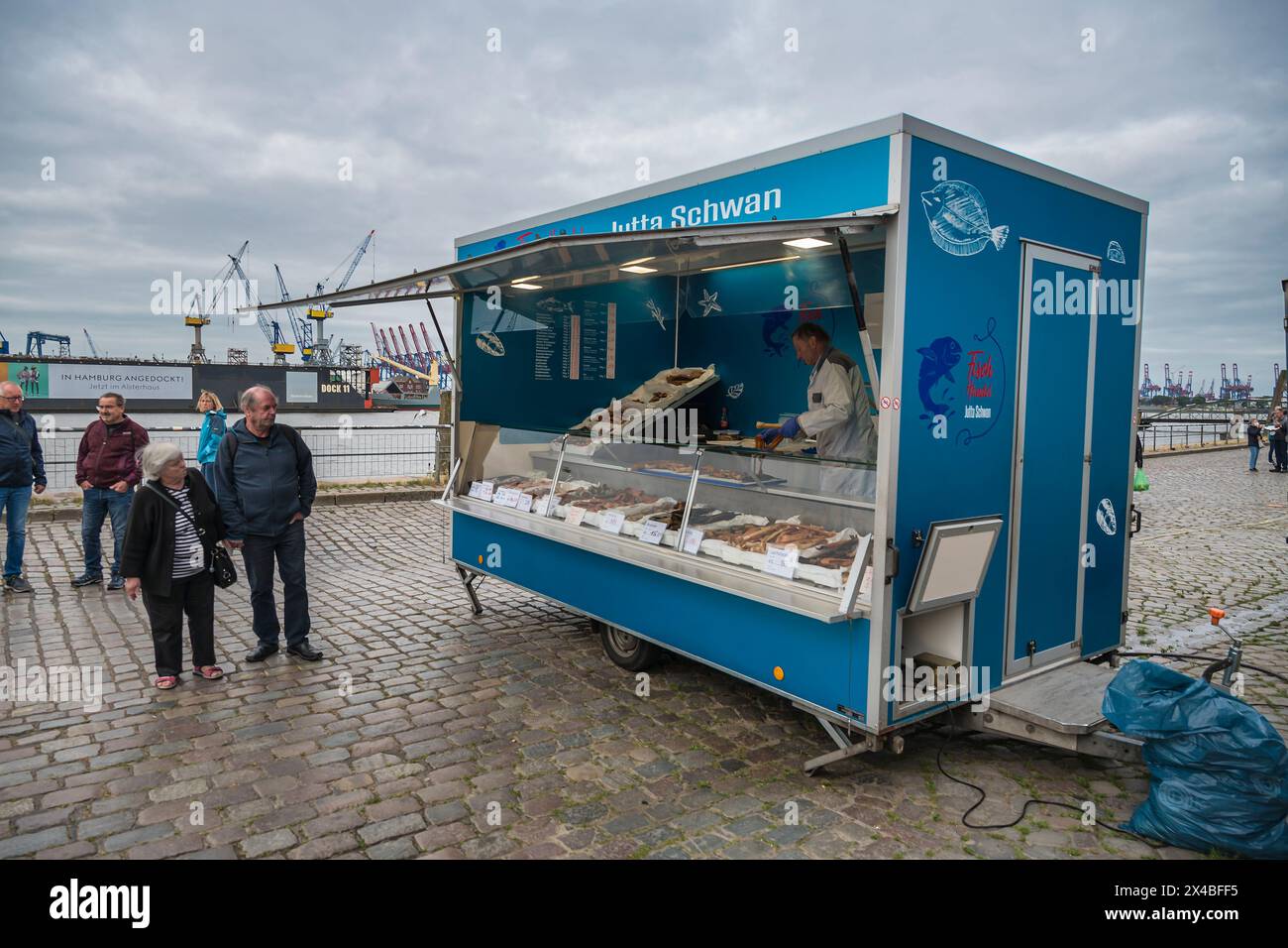 Hamburg, Germany - July 17, 2022: fish shop at famous Hamburg fish ...