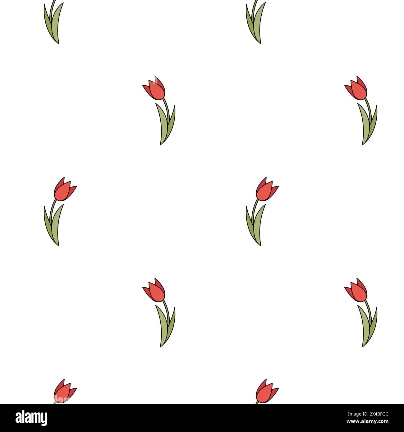Turkish red tulip flower symbol of Turkey seamless pattern. Traditional ...