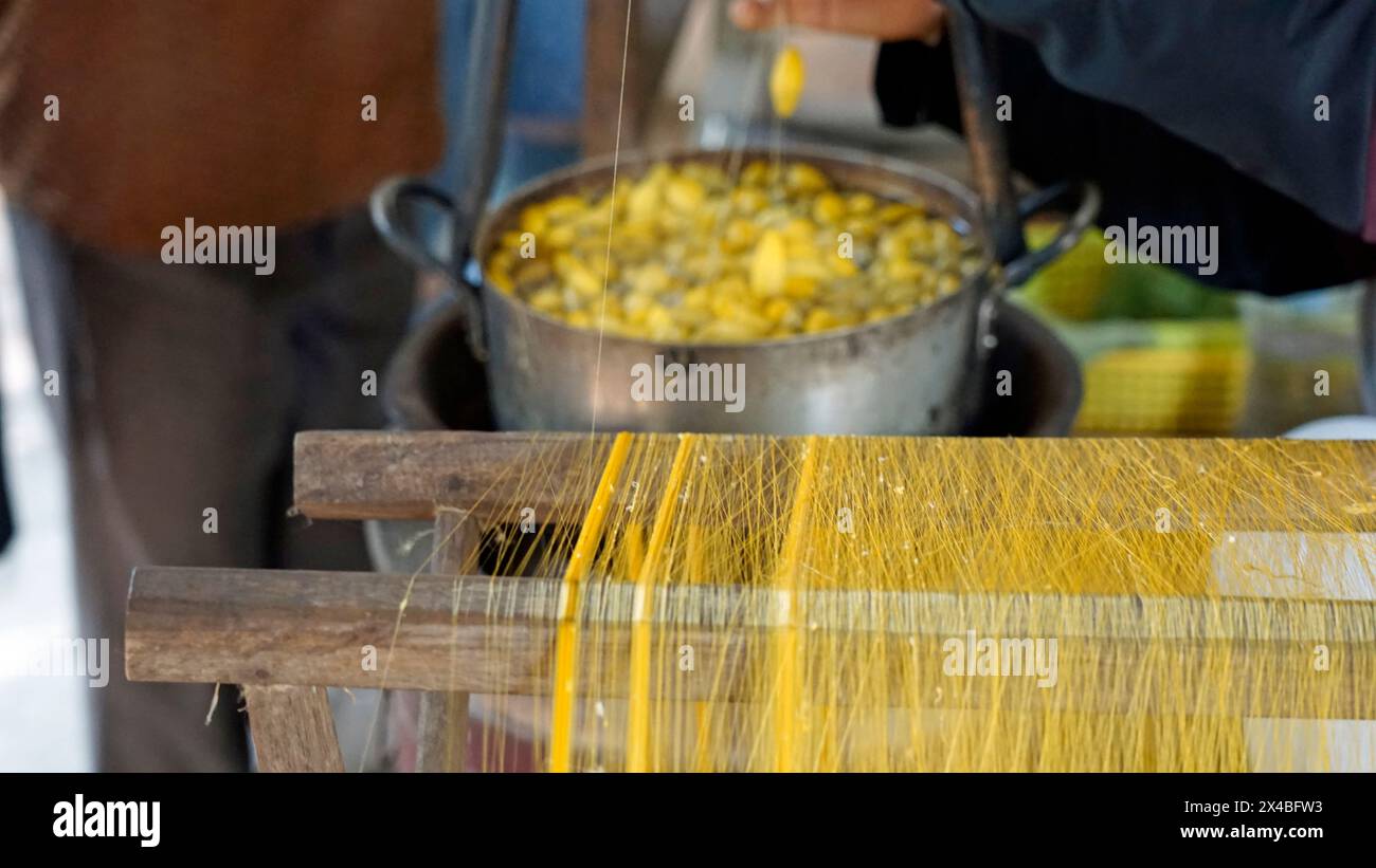 silk manufacture on silk island in phnom penh Stock Photo - Alamy