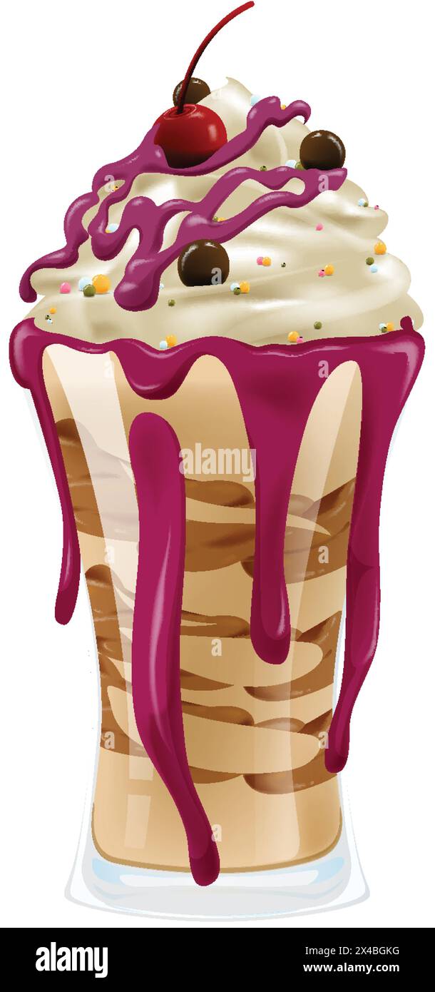 Vector illustration of a layered dessert milkshake Stock Vector Image ...