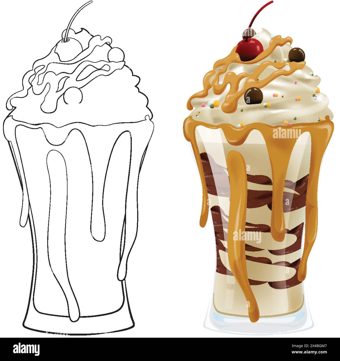 Vector of a sundae, both sketched and colored Stock Vector Image & Art ...