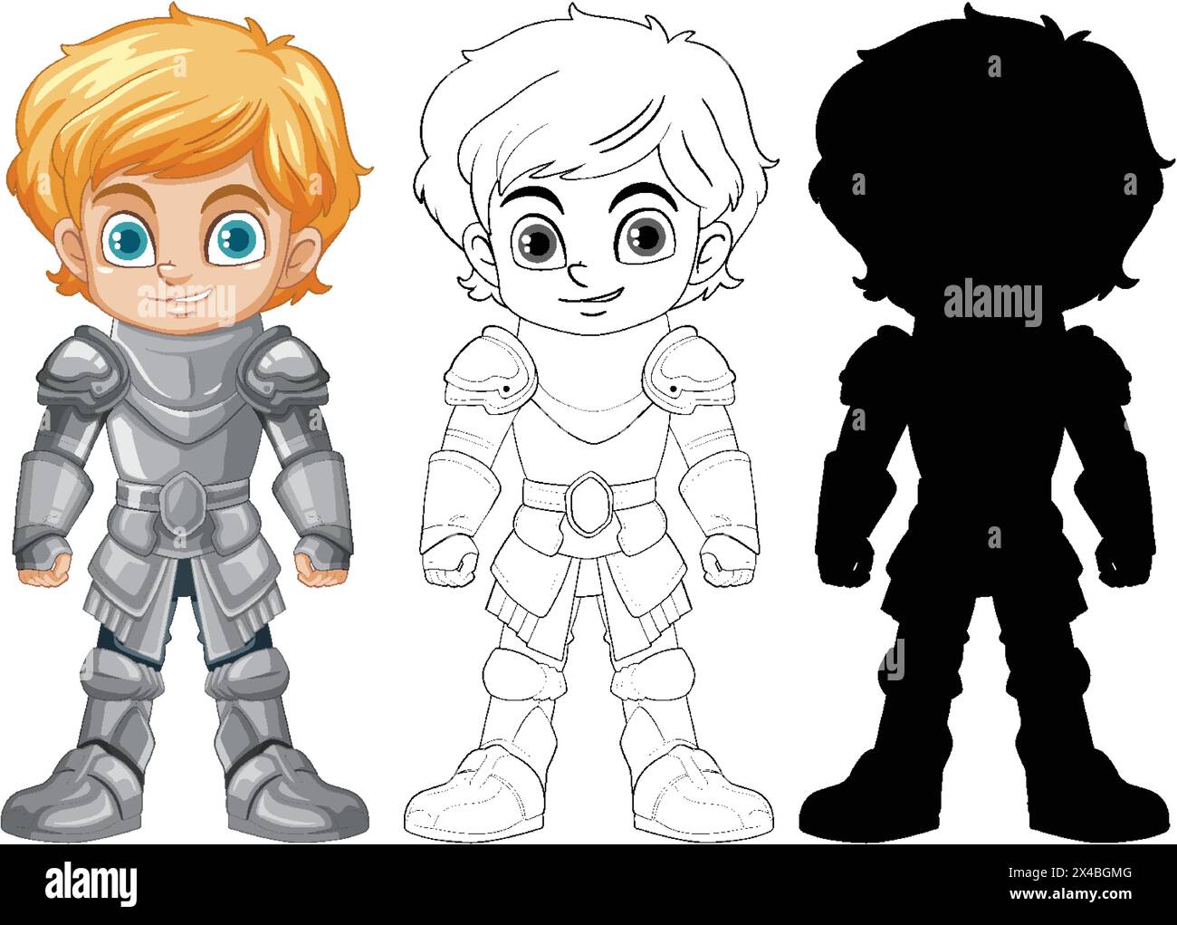 Vector illustration of a knight in three stages Stock Vector Image ...