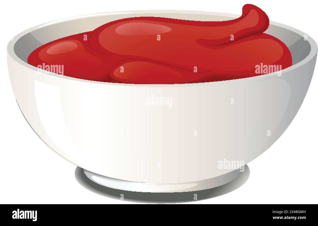 A simple vector graphic of a bowl filled with ketchup Stock Vector ...