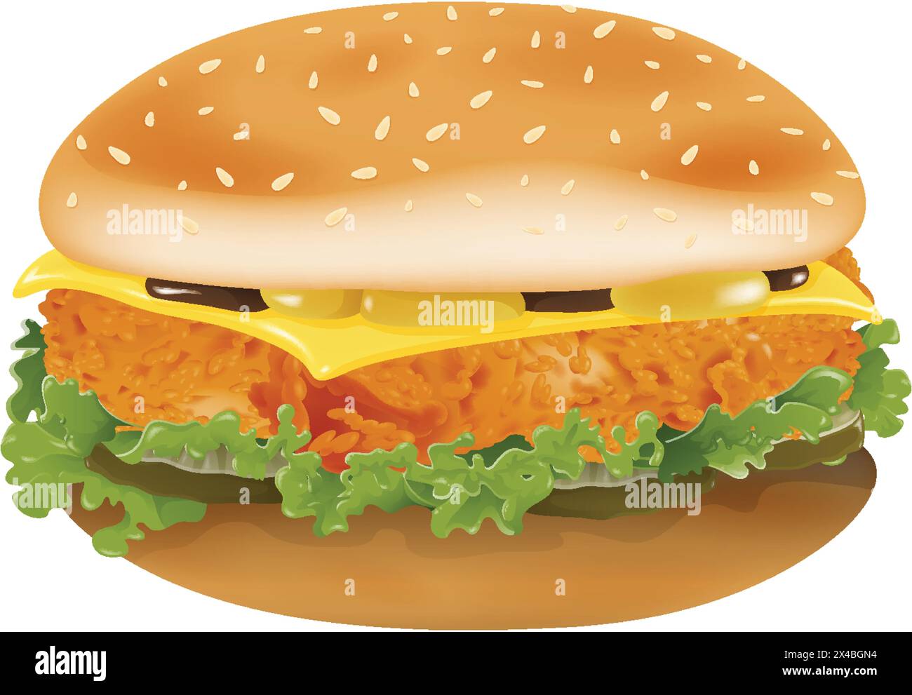 Vector illustration of a tasty chicken burger Stock Vector Image & Art ...