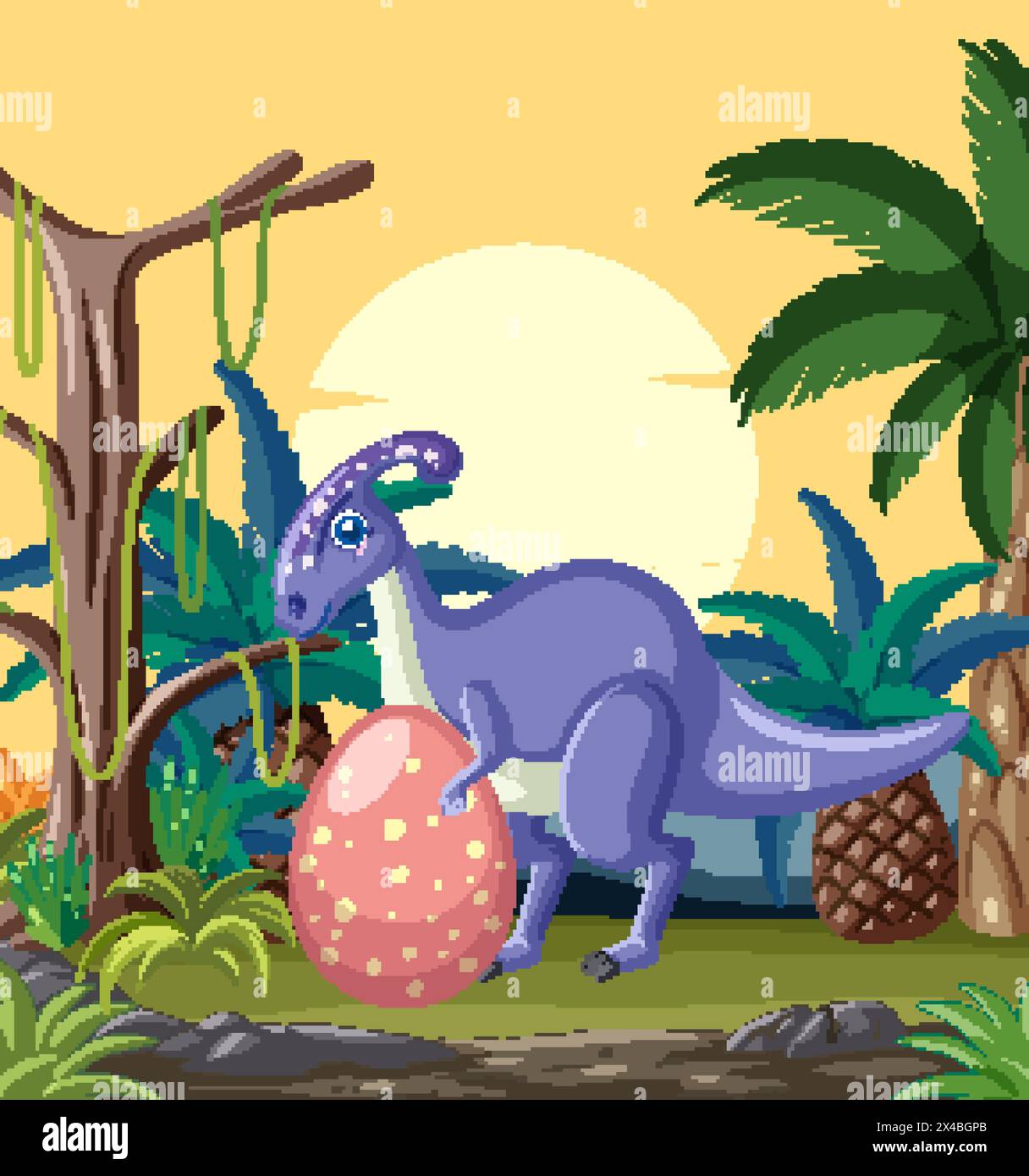 Dinosaur in lush jungle Stock Vector Images - Alamy