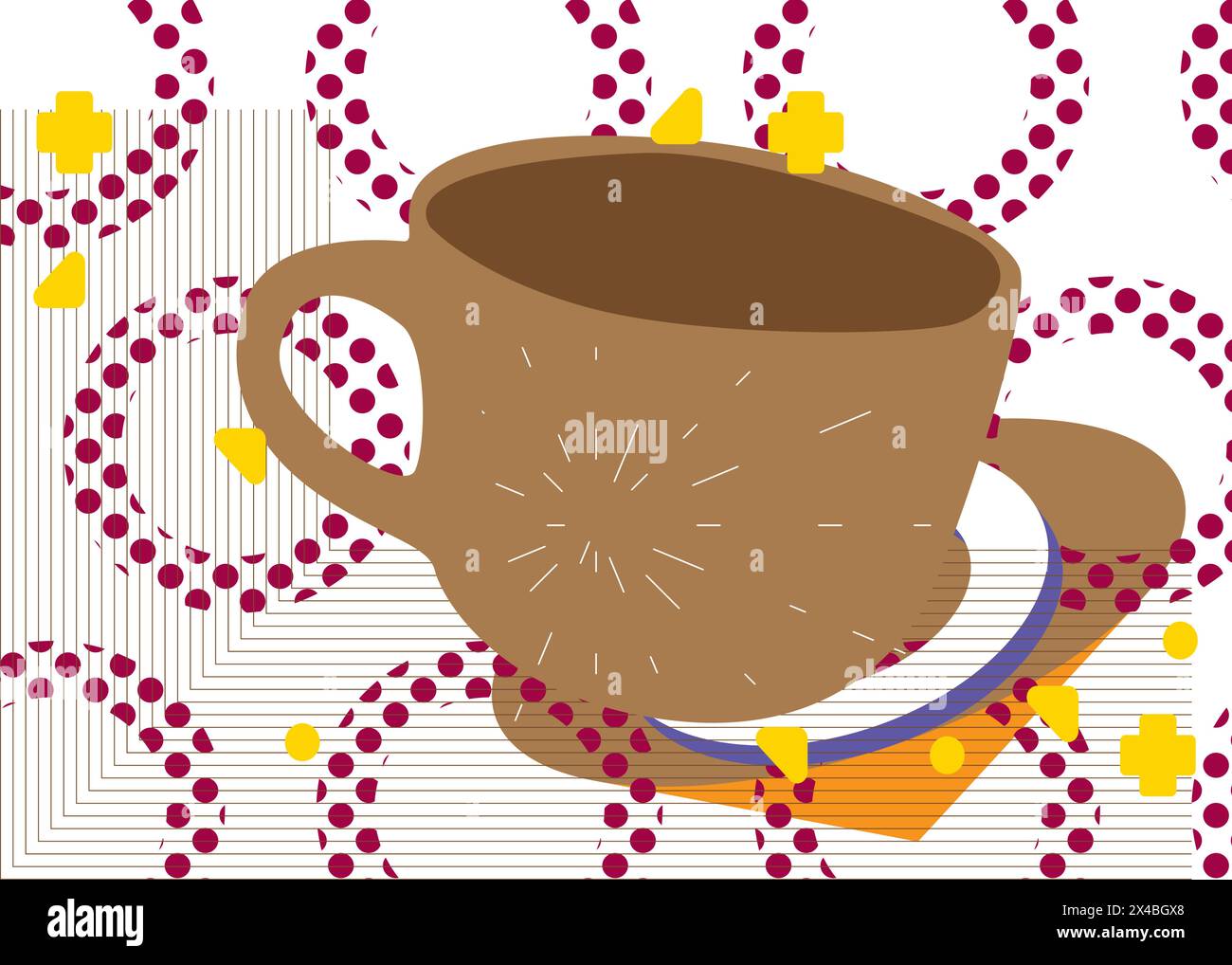 Coffee cup geometrical graphic retro theme background. Minimal ...