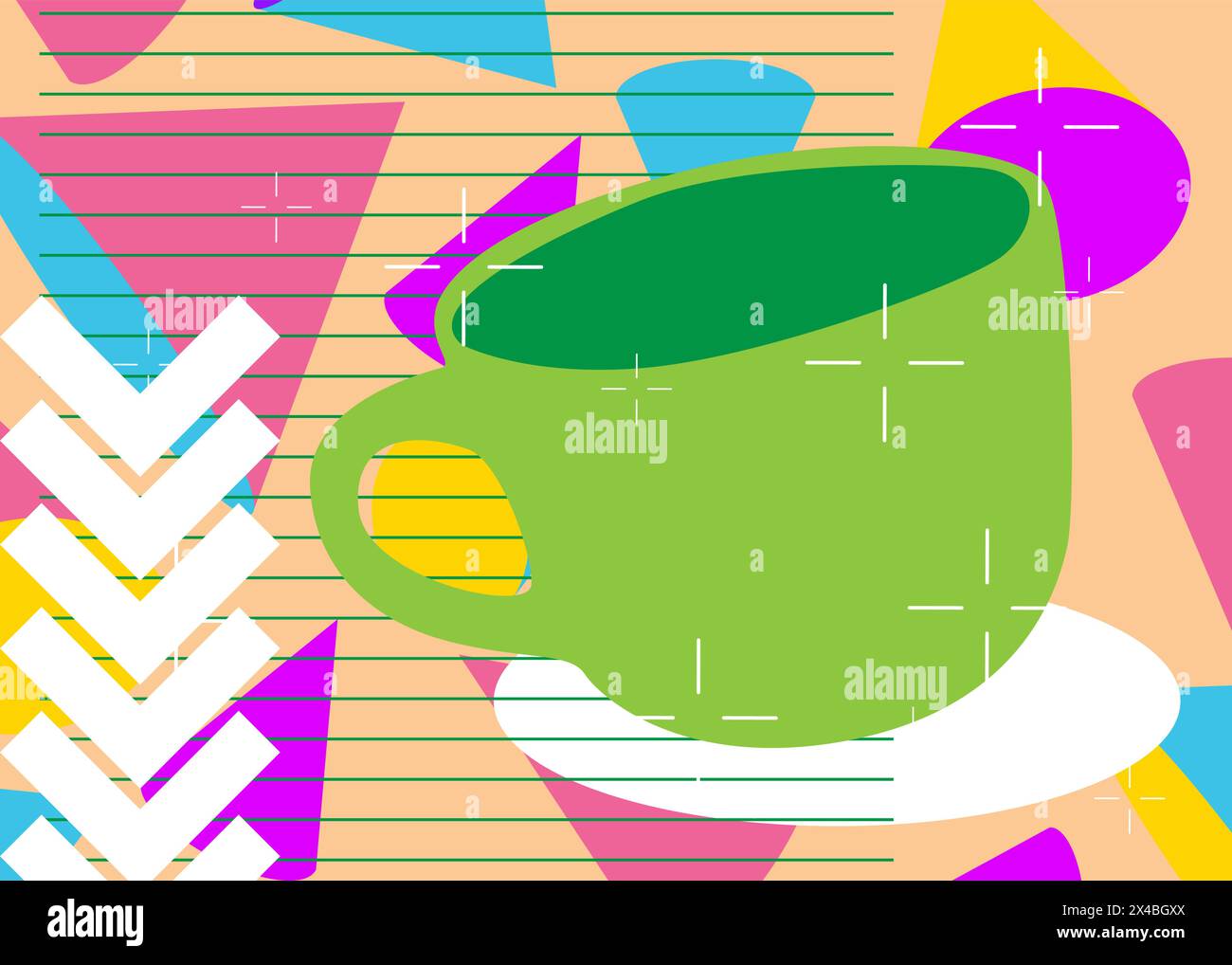 Coffee cup geometrical graphic retro theme background. Minimal ...