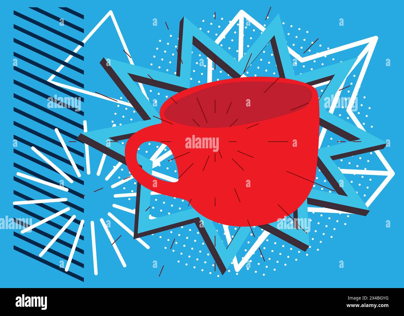 Coffee cup geometrical graphic retro theme background. Minimal ...